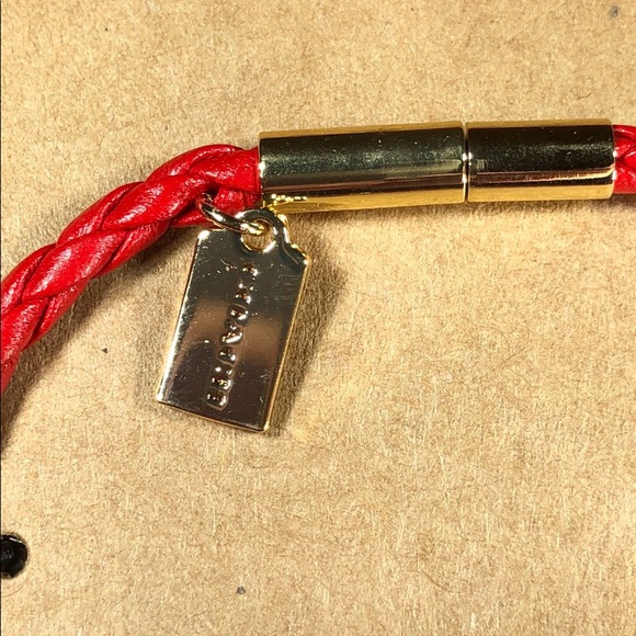 Coach | Jewelry | Coach Leather Red Braided Bazooka Bracelet | Poshmark